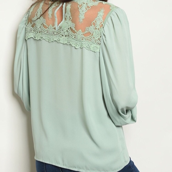 Tops | Sage Green Lace Top | Poshmark